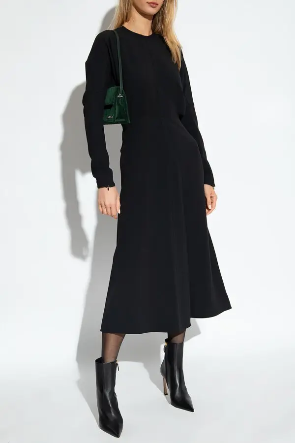 Victoria Beckham Dolman-sleeve Midi Dress - Black
