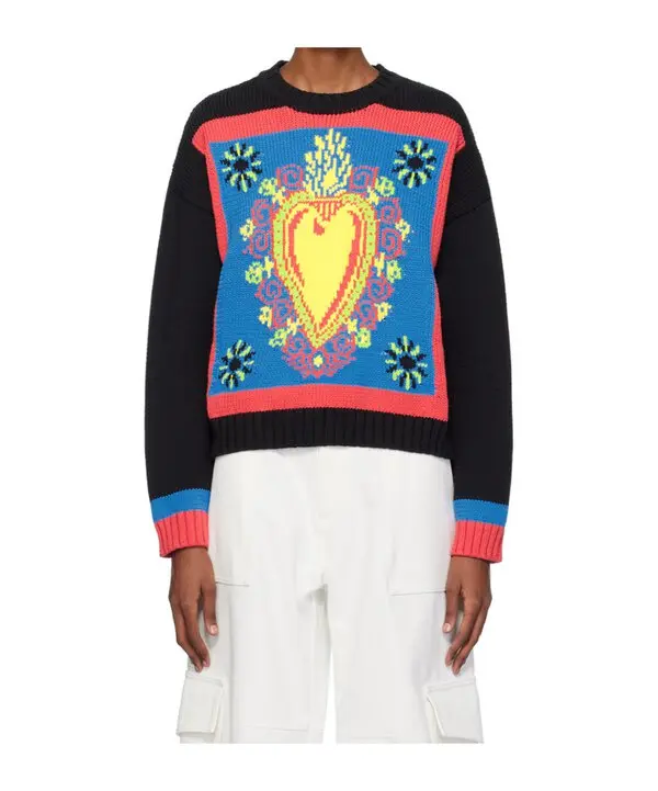Moschino Long-sleeved Intarsia Knit Sweater - Multicolor