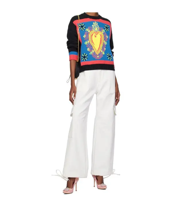 Moschino Long-sleeved Intarsia Knit Sweater