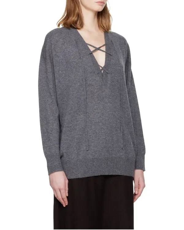 LISA YANG Erna V-neck Knitwear With Lace-up Detail