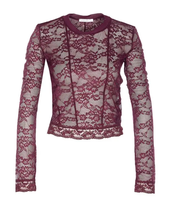 Patrizia Pepe Lace Crewneck Top - Red