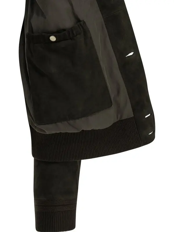 Zegna Suede High Collar Blouson Jacket - Black