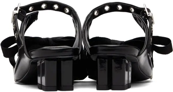 GANNI Lace-up Mules - Black