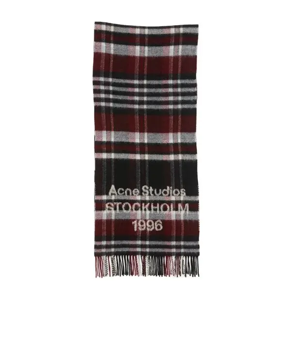 Acne Studios Plaid Logo Scarf - Black