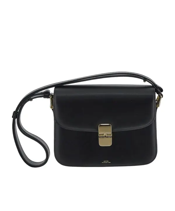 A.p.c. Leather Crossbody Bag With Flap Closure - Black