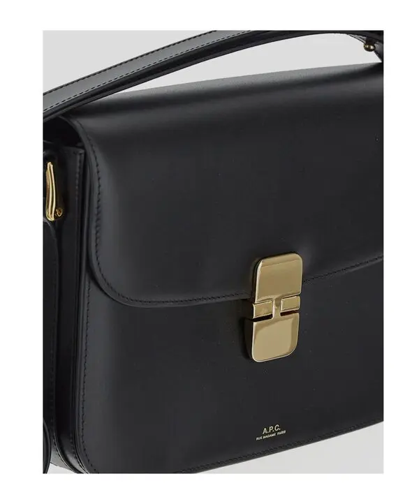 A.p.c. Leather Crossbody Bag With Flap Closure - Black
