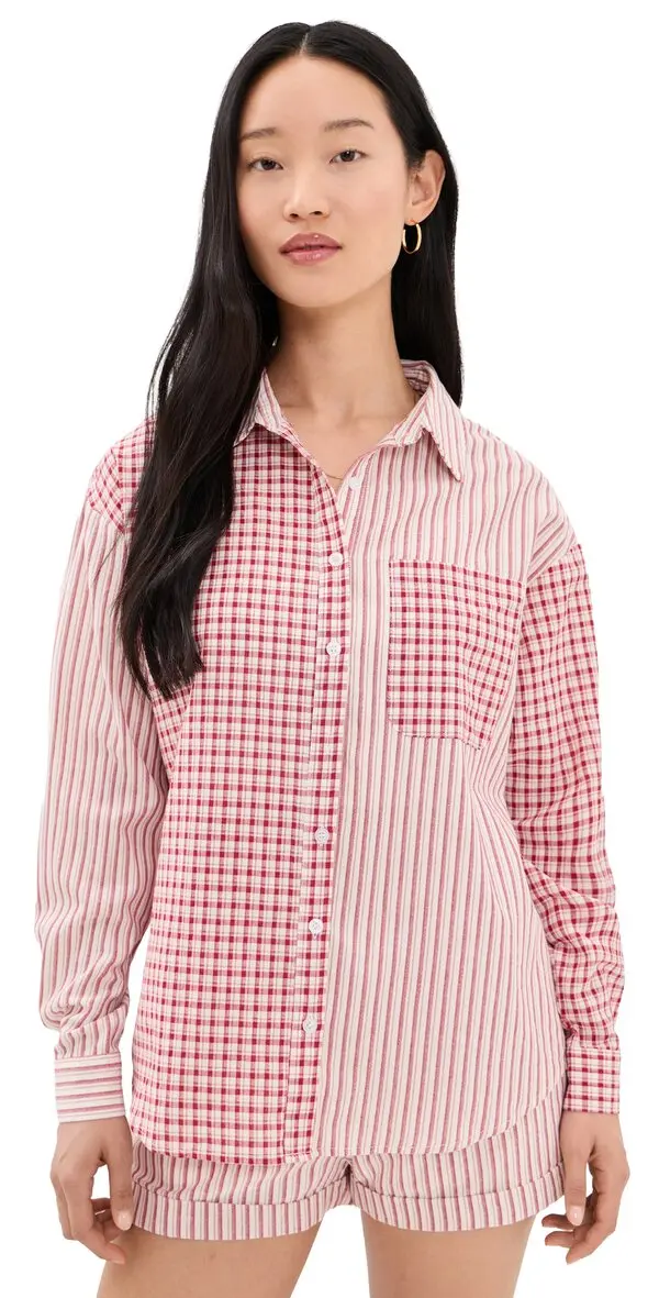 BAILEY ROSE Patchwork Button-down Shirt
