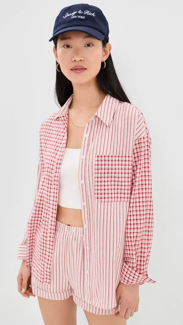 BAILEY ROSE Patchwork Button-down Shirt