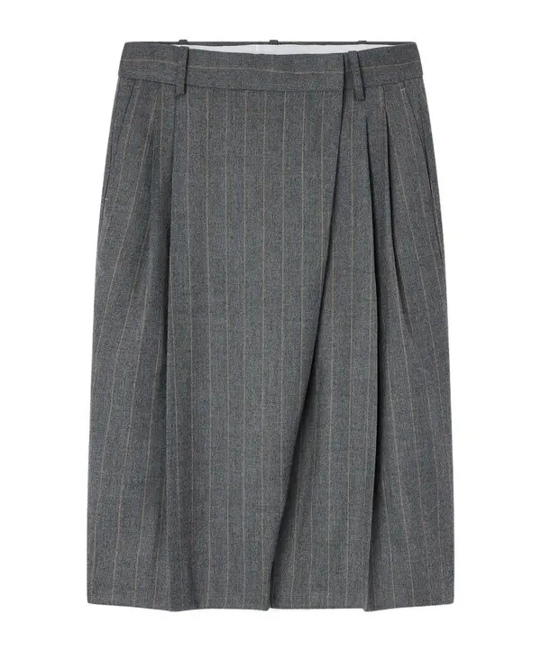 GANNI Striped Wrap Midi Skirt