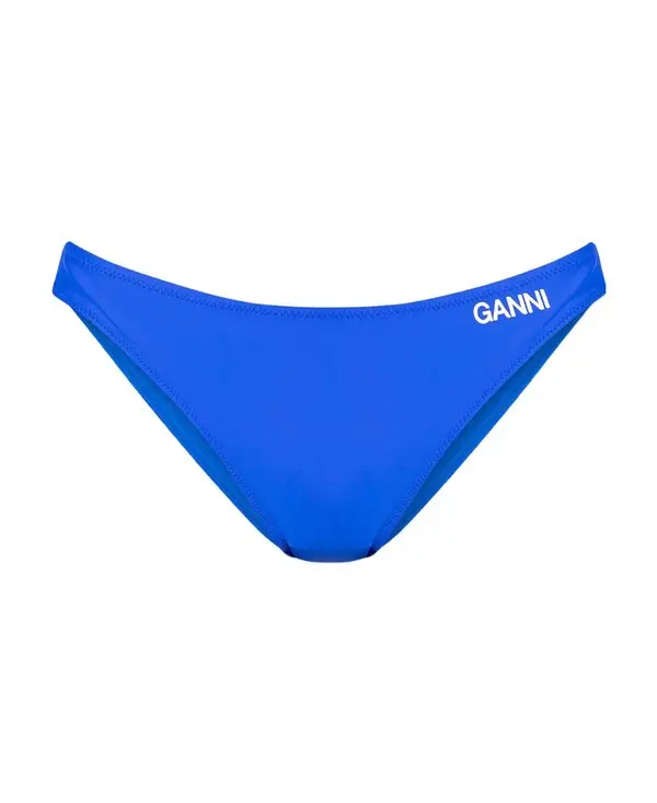 GANNI Logo-print Bikini Bottoms - Blue