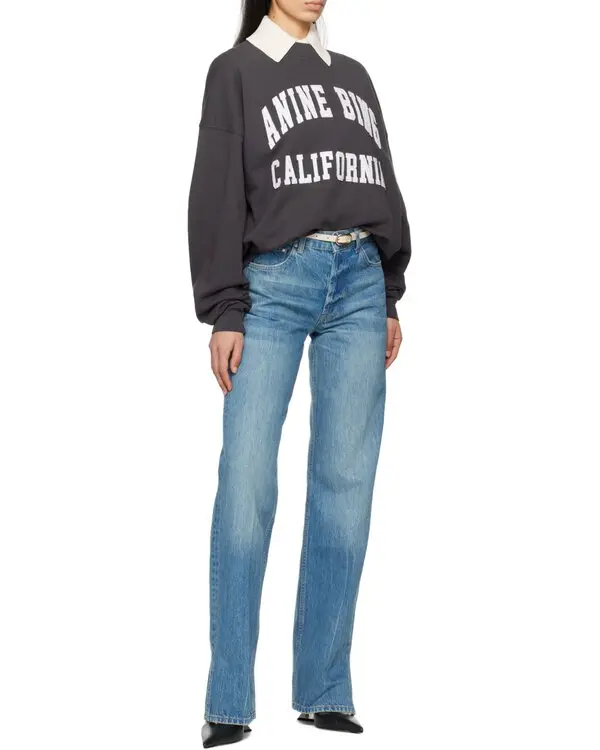 ANINE BING Miles Logo-printed Crewneck Sweatshirt - Black