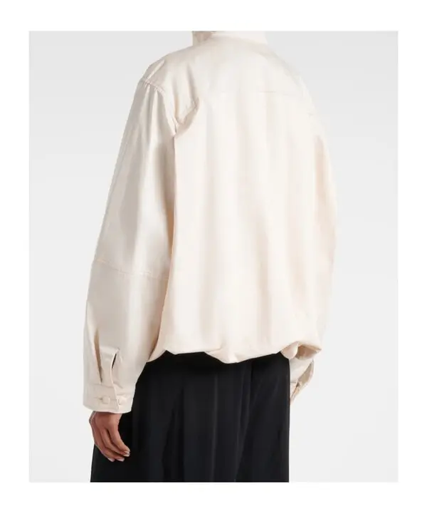 LEMAIRE Pleated Cotton Satin High Neck Jacket