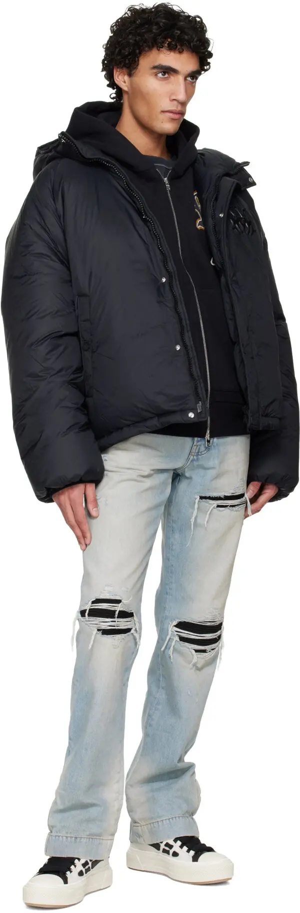 Amiri Logo-detail Hooded Down Jacket - Black
