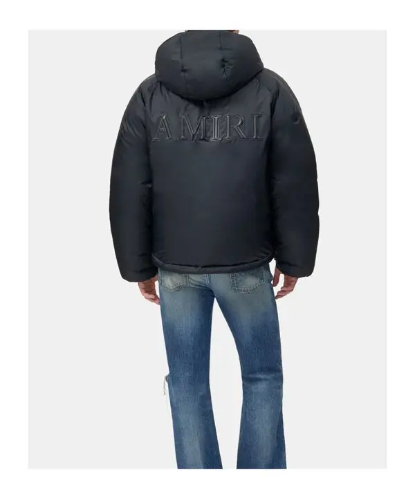 Amiri Logo-detail Hooded Down Jacket - Black