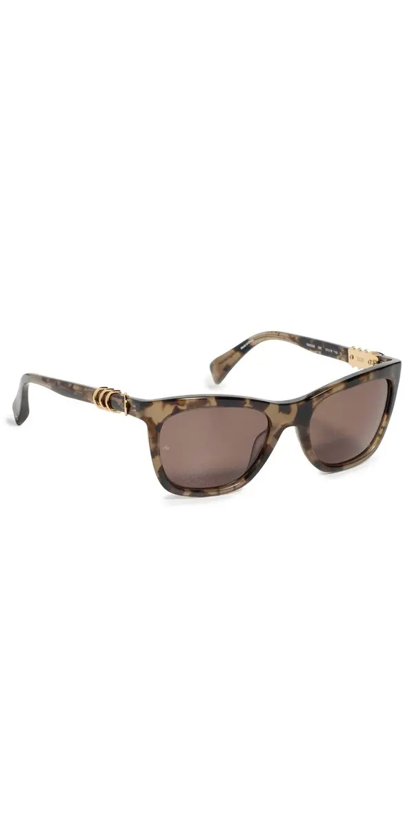 Rag & Bone Square Acetate Sunglasses With Gold-tone Rings - Shiny Tan Crystal Tort