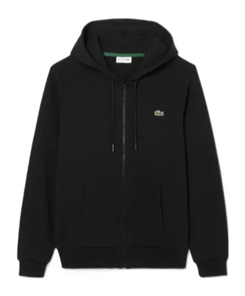 Lacoste Logo Patch Zip Hoodie - Black