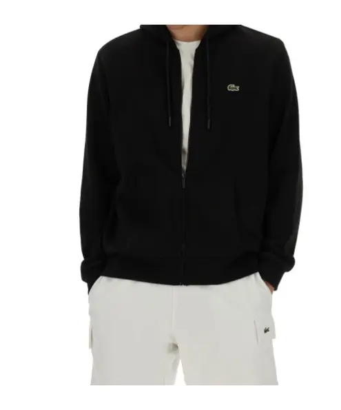 Lacoste Logo Patch Zip Hoodie - Black
