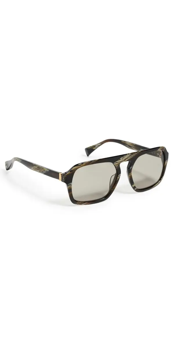 Rag & Bone Aviator Acetate Sunglasses - Shiny Dark Green Horn