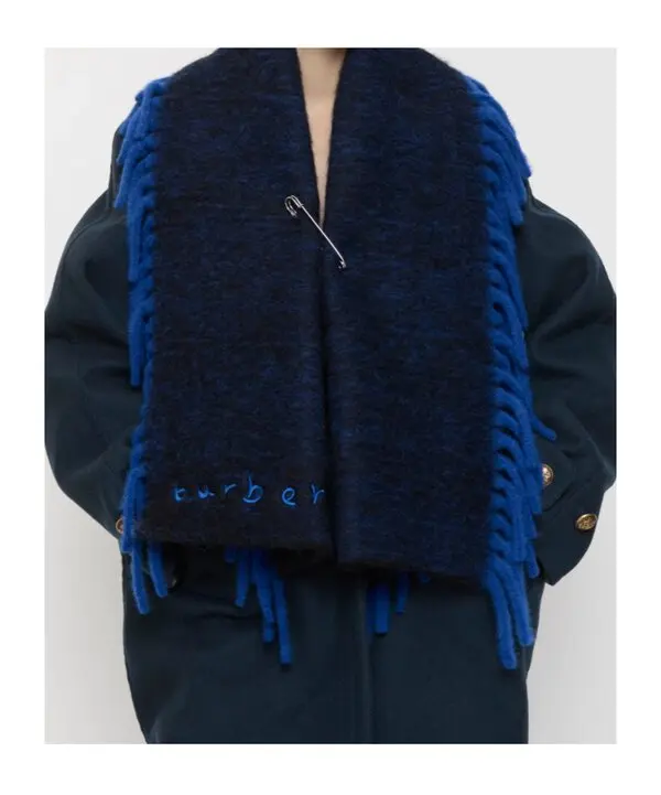 Burberry Logo Embroidered Fringed Happy Scarf