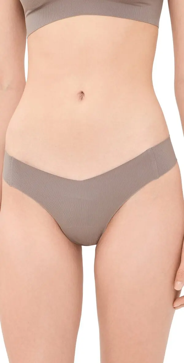 Commando Cotton Rib Thong - Truffle