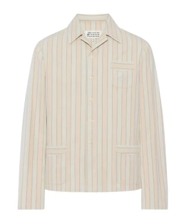 MAISON MARGIELA Cotton Striped Shirt - White And Light Blue Pinstripes