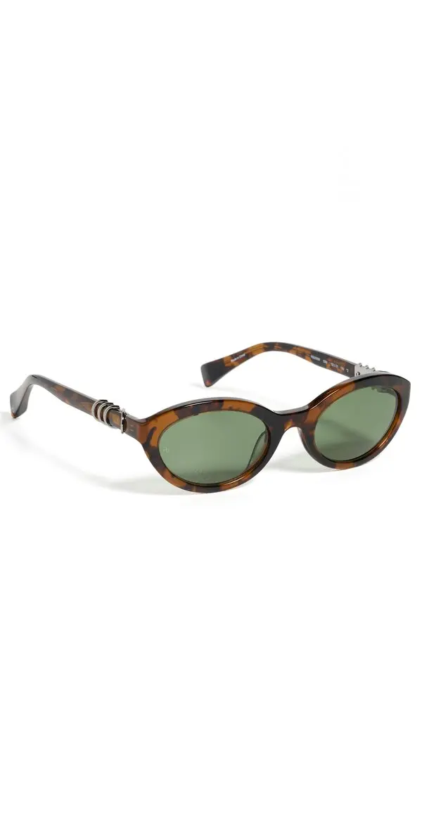 Rag & Bone Tortoiseshell Oval Acetate Sunglasses - Shiny Brown Crystal Tort