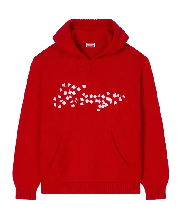 Kenzo Embroidered Cotton And Wool Hoodie