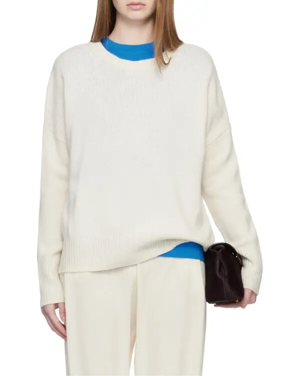 LISA YANG Mila Crewneck Knitwear - Cream White