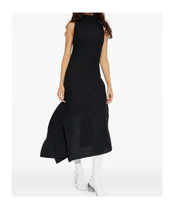 Issey Miyake Sleeveless Asymmetric Pleated Dress