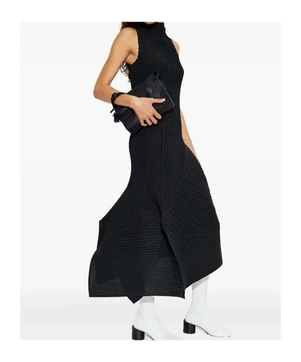 Issey Miyake Sleeveless Asymmetric Pleated Dress