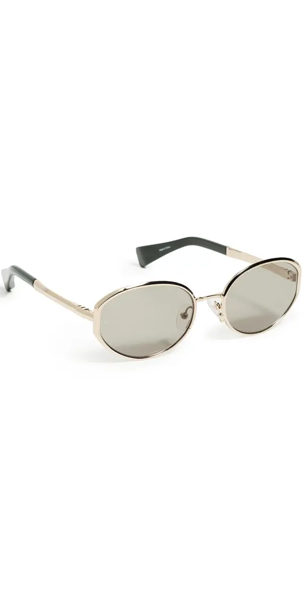Rag & Bone Round Metal Sunglasses - Shiny Gold/olive Green