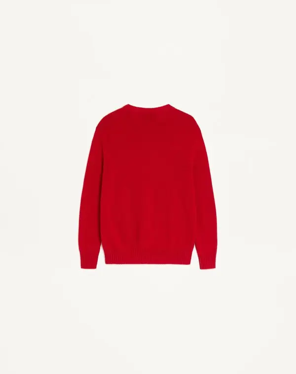 Valentino Garavani Virgin Wool Sweater With Embellished Leopard Detail
