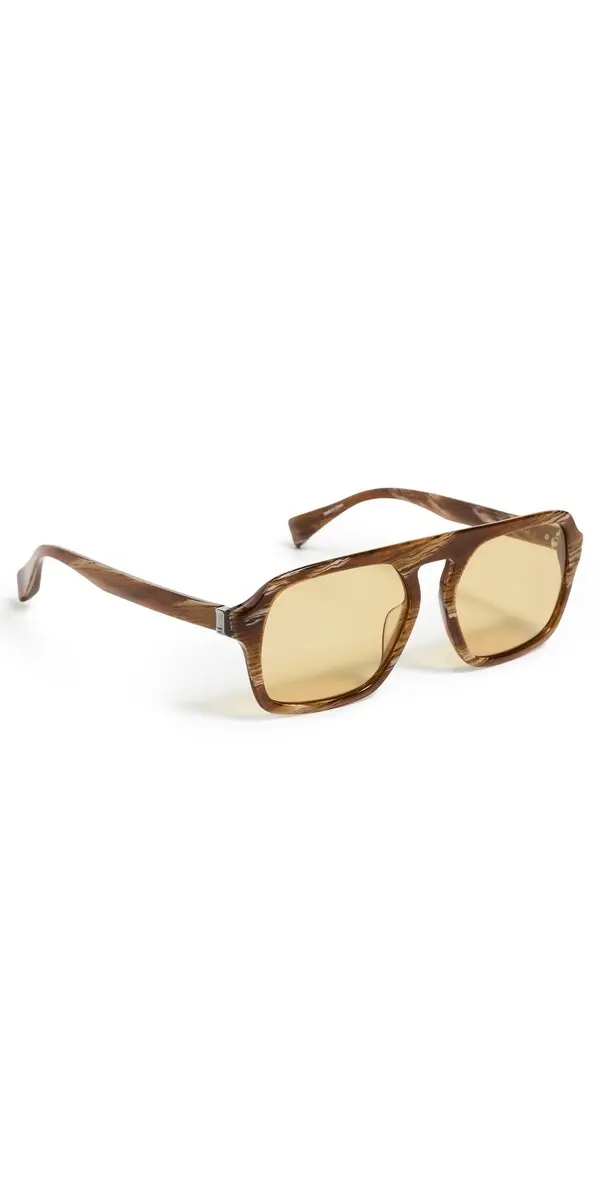 Rag & Bone Aviator Acetate Sunglasses - Shiny Amber Brown Horn