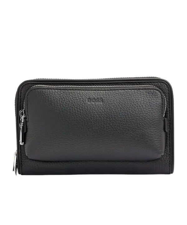 Hugo Boss Logo Embossed Leather Belt Bag - Black
