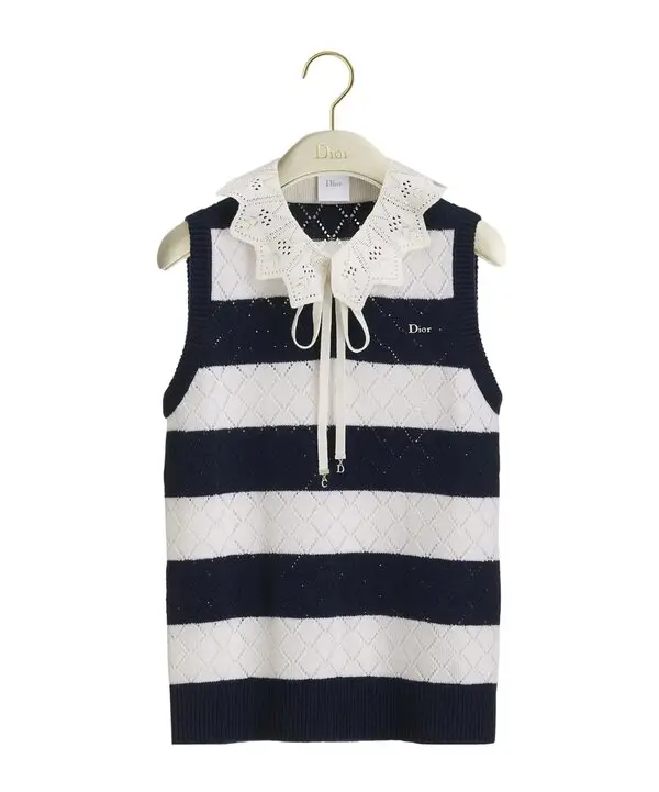 Dior Marinière Sweater Vest - White And Dark Blue