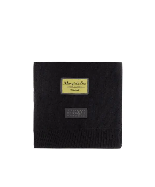 MAISON MARGIELA Logo Patch Knitted Scarf - Black