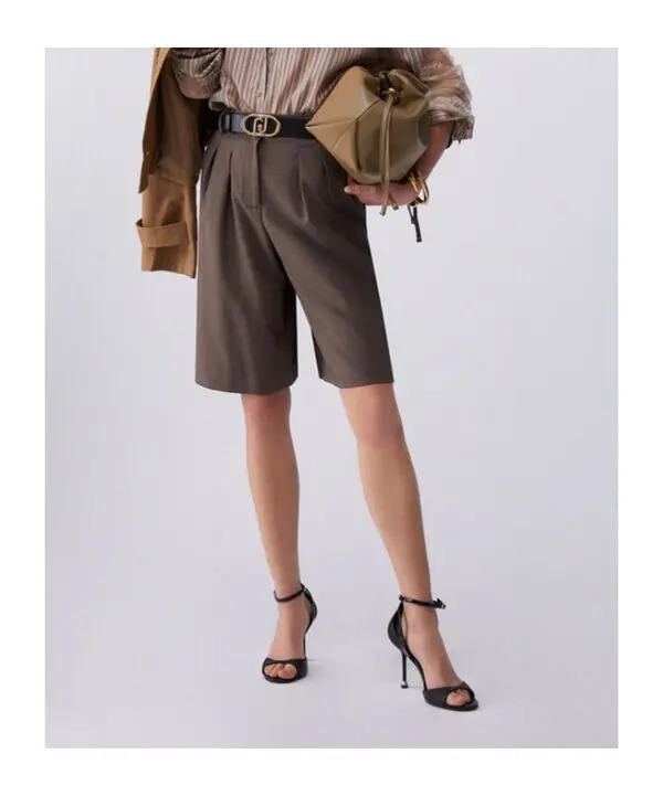 Liu Jo Mélange Fabric Pleated Shorts