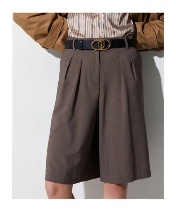 Liu Jo Mélange Fabric Pleated Shorts