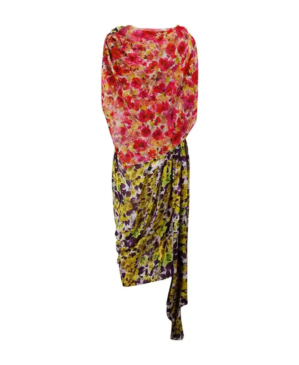 Dries Van Noten Floral Print Draped Dress