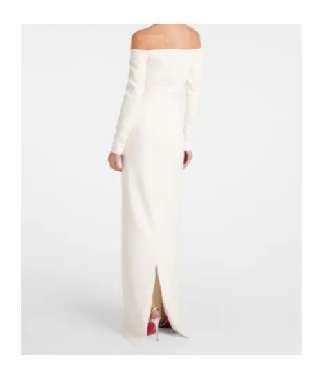 SAFIYAA LONDON Off-shoulder Crêpe Gown With Slit Detail