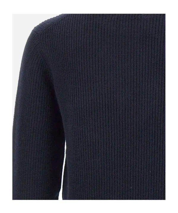 SUN 68 Ribbed Crew Neck Knitted Sweater With Embroidered Logo