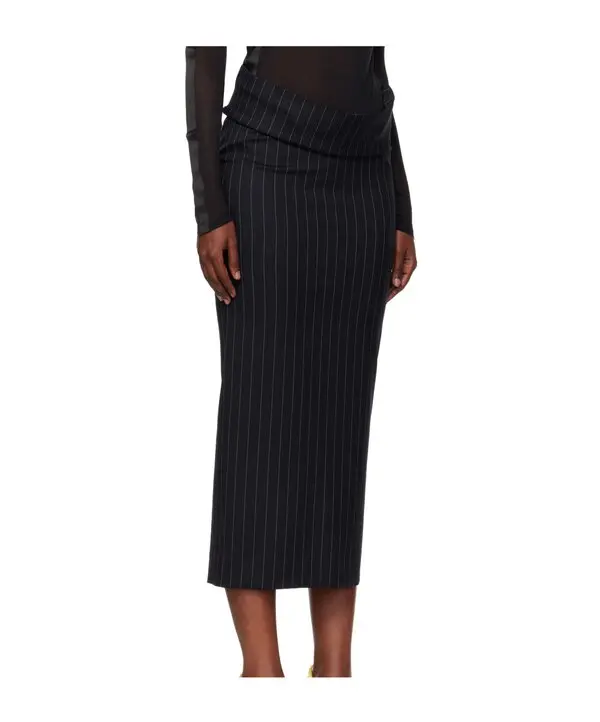 MUGLER Pinstriped Split Skirt