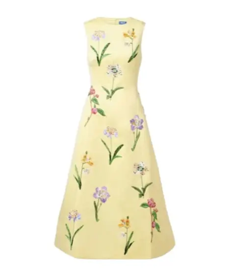 LEO Lin Beaded Floral A-line Midi Dress