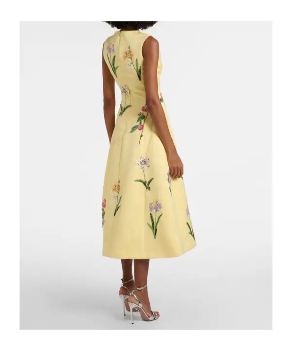 LEO Lin Beaded Floral A-line Midi Dress