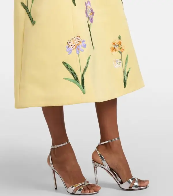 LEO Lin Beaded Floral A-line Midi Dress
