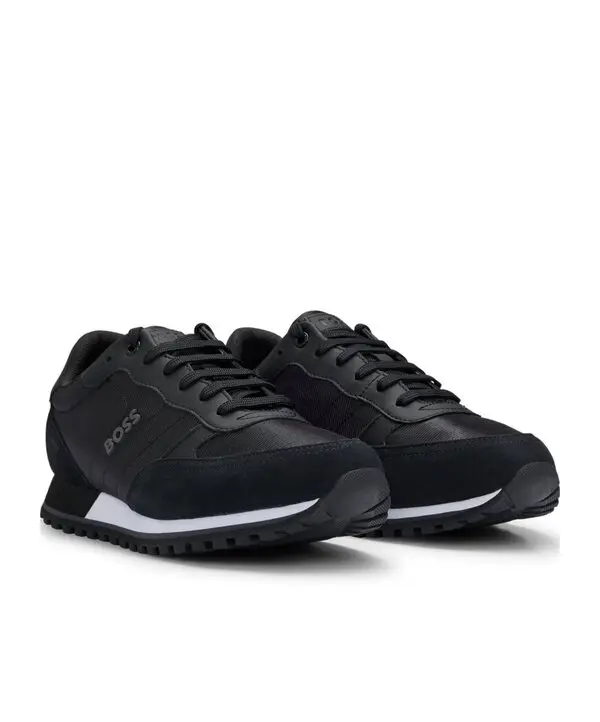 Hugo Boss Mixed-material Trainers With Faux-leather Trims