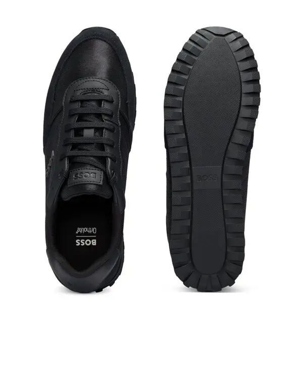 Hugo Boss Mixed-material Trainers With Faux-leather Trims