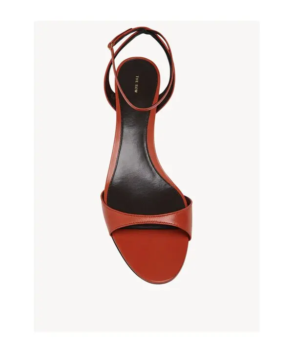 THE ROW Kitten-heel Leather Sandals With Buckled Ankle Straps - Orange-red