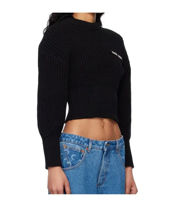 MARINE SERRE Half Cardigan Knit Sailor Collar Sweater