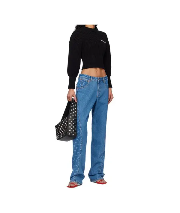 MARINE SERRE Half Cardigan Knit Sailor Collar Sweater